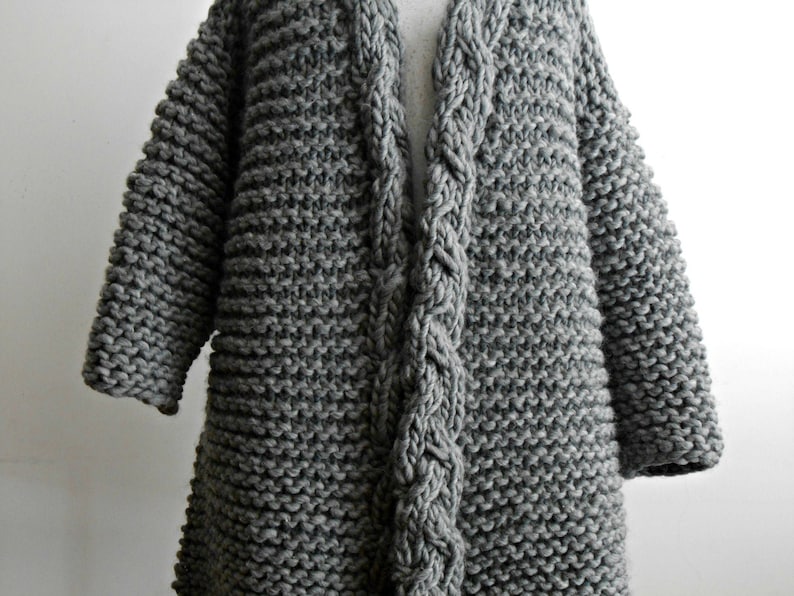 Chunky Knit Cardigan Oversize, Handmade in Bulky Yarn. Custom Wool Coat ...