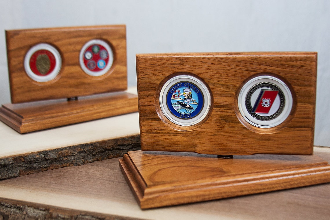 Challenge Coin 2-coin Rotating Display Natural Jatoba Wood | Etsy
