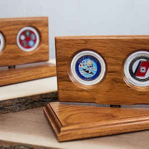 Challenge Coin 2-coin Rotating Display - Natural Jatoba Wood - Perfect ...
