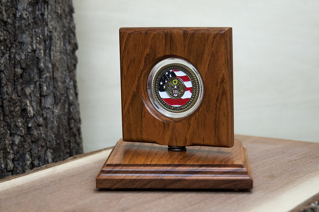 Challenge Coin Rotating Display - Natural Jatoba Wood - Perfect for ...