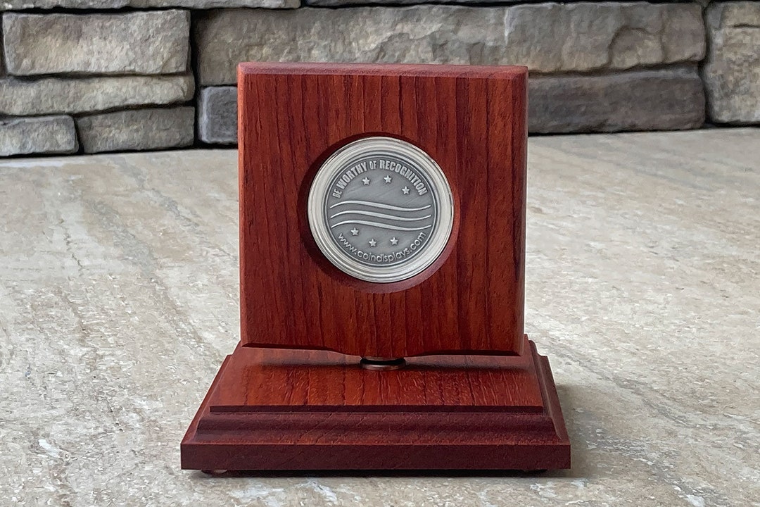 Challenge Coin Rotating Display - Natural Jatoba Wood - Perfect for ...