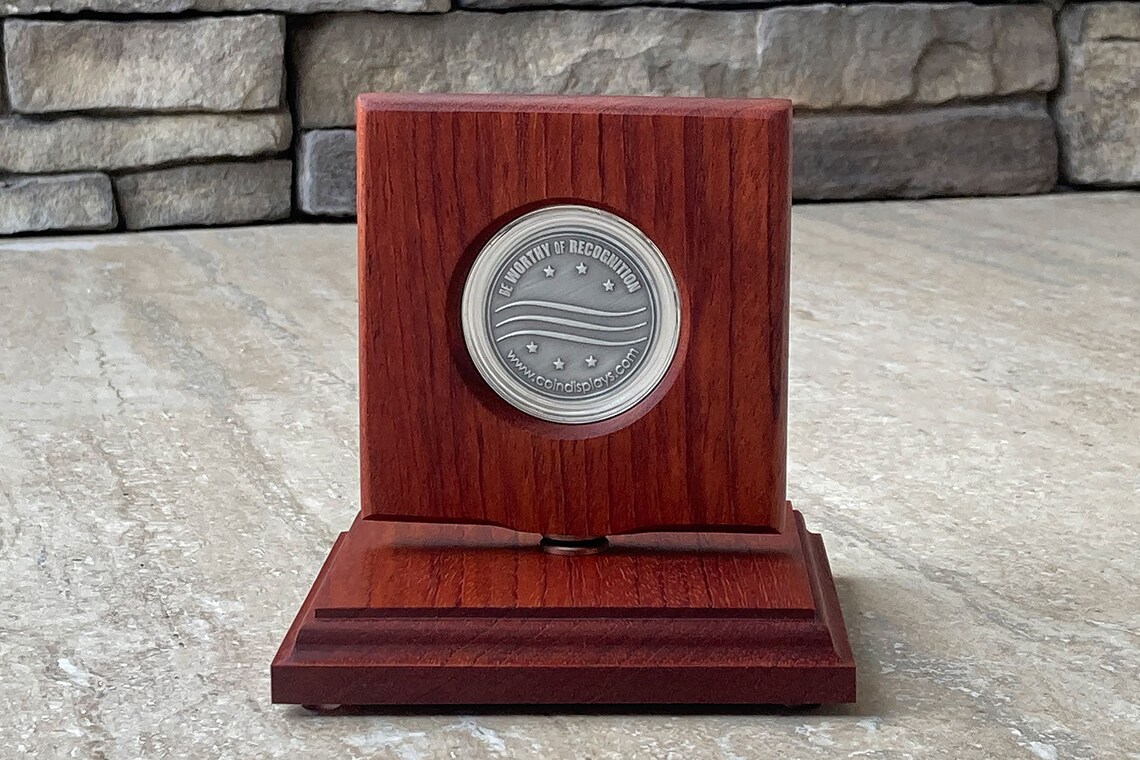 Challenge Coin Rotating Display Natural Jatoba Wood - Etsy