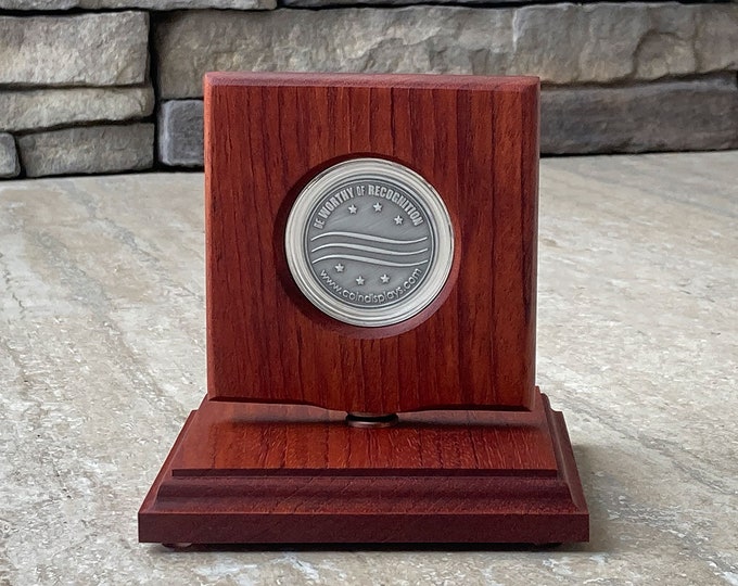 Challenge Coin Rotating Display Natural Jatoba Wood Perfect for ...