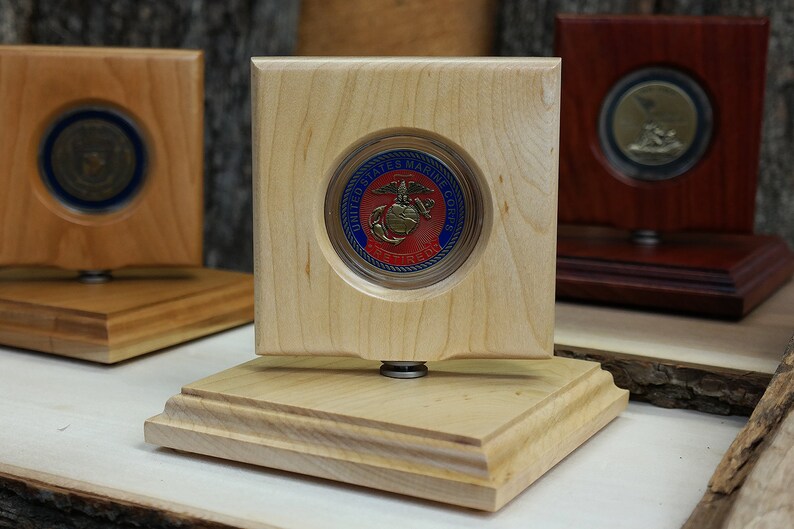Military Challenge Coin Rotating Display Natural Woods | Etsy