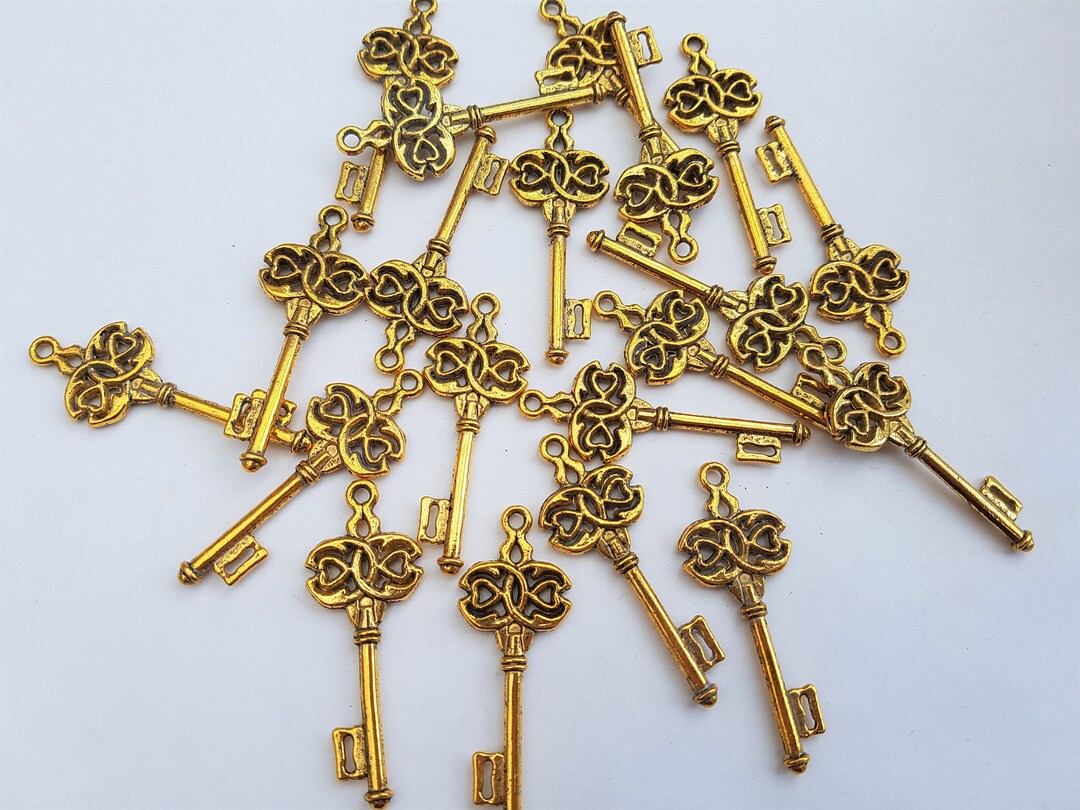 Gold Key Charms 45mm Pack of 5 or 20 Large Keys CG007 - Etsy