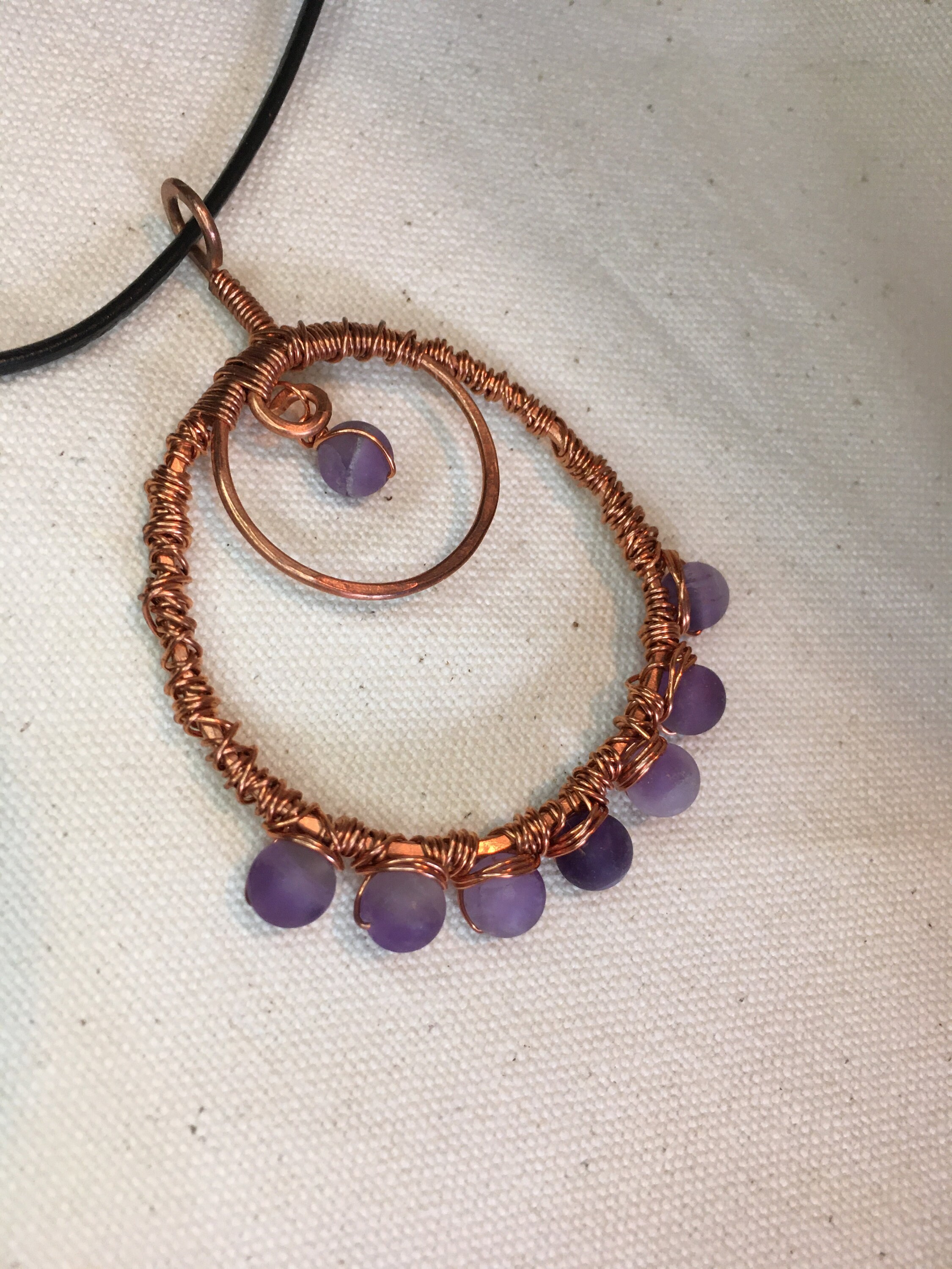 Pendant Necklace Free Form Copper Wire Wrapped Matte | Etsy