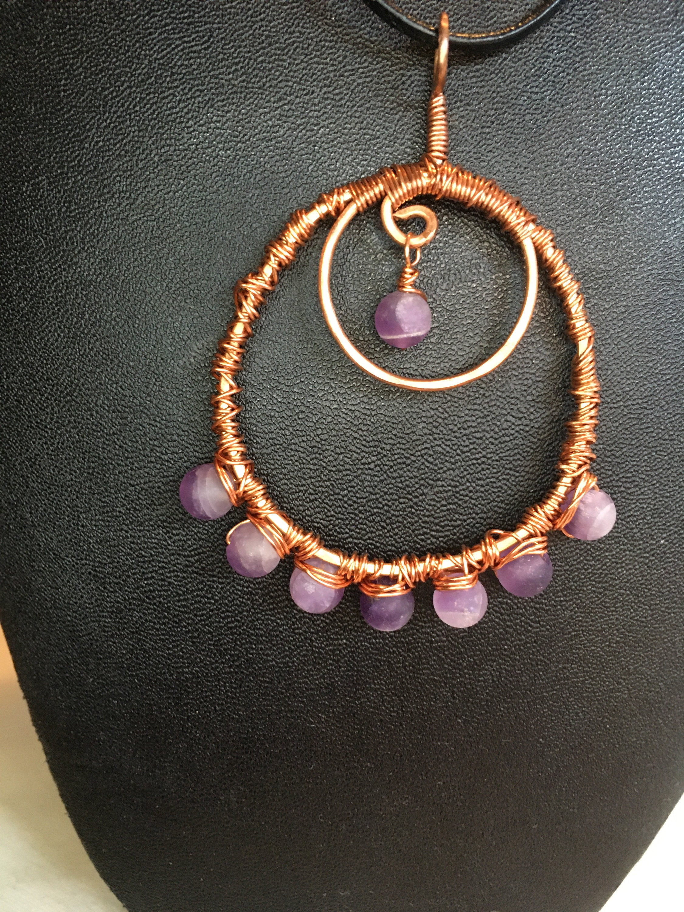 Pendant Necklace Free Form Copper Wire Wrapped Matte | Etsy