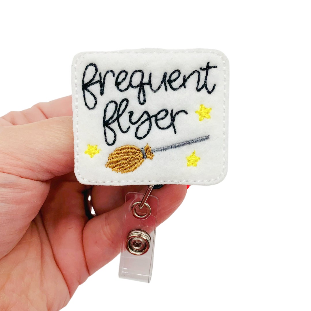Frequent Flyer Witch Retractable Badge Reel Name Tag Holder for Work ID ...