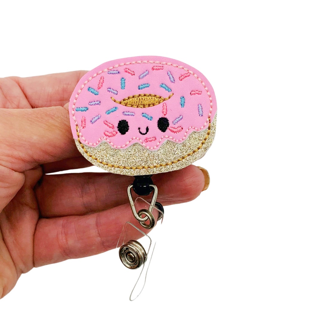Strawberry Donut Badge Reel, Strawberry Doughnut Badge Reel, Dessert ...