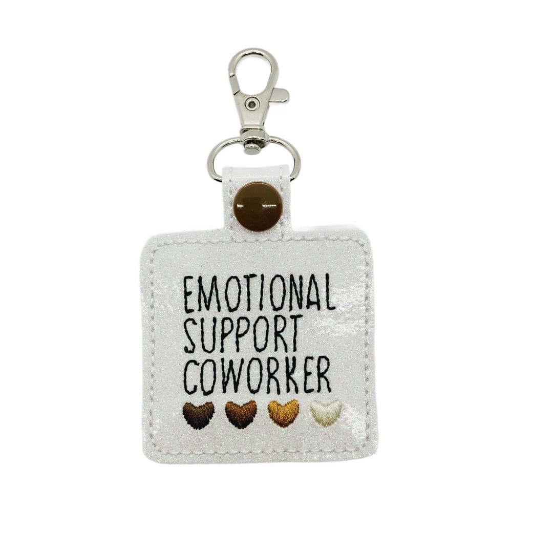 Emotional Support Coworker Keychain, Coworker Gifts, Embroidered Key ...
