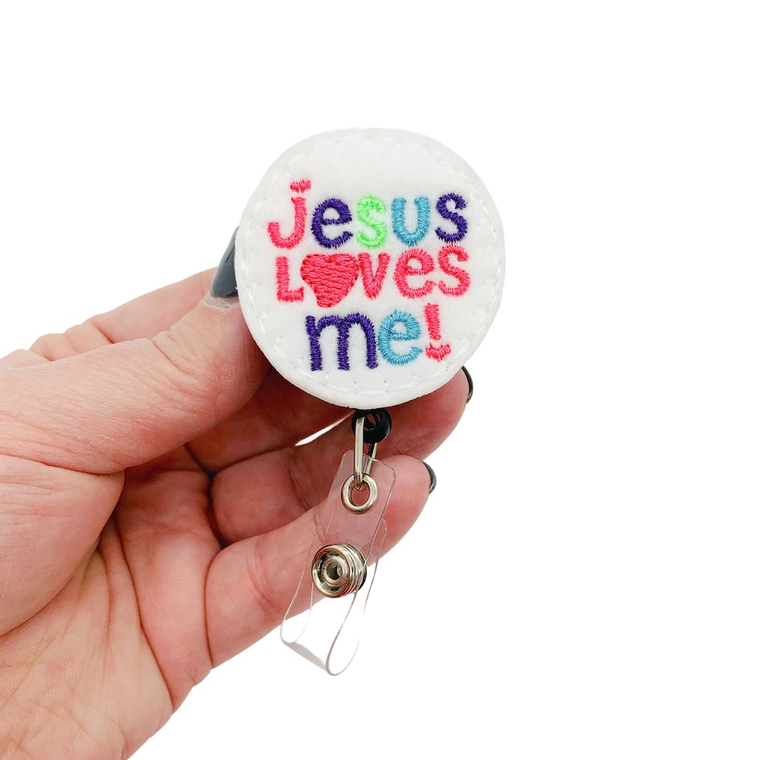 Jesus Loves Me Retractable Badge Reel Religious Nurse Name Tag ...