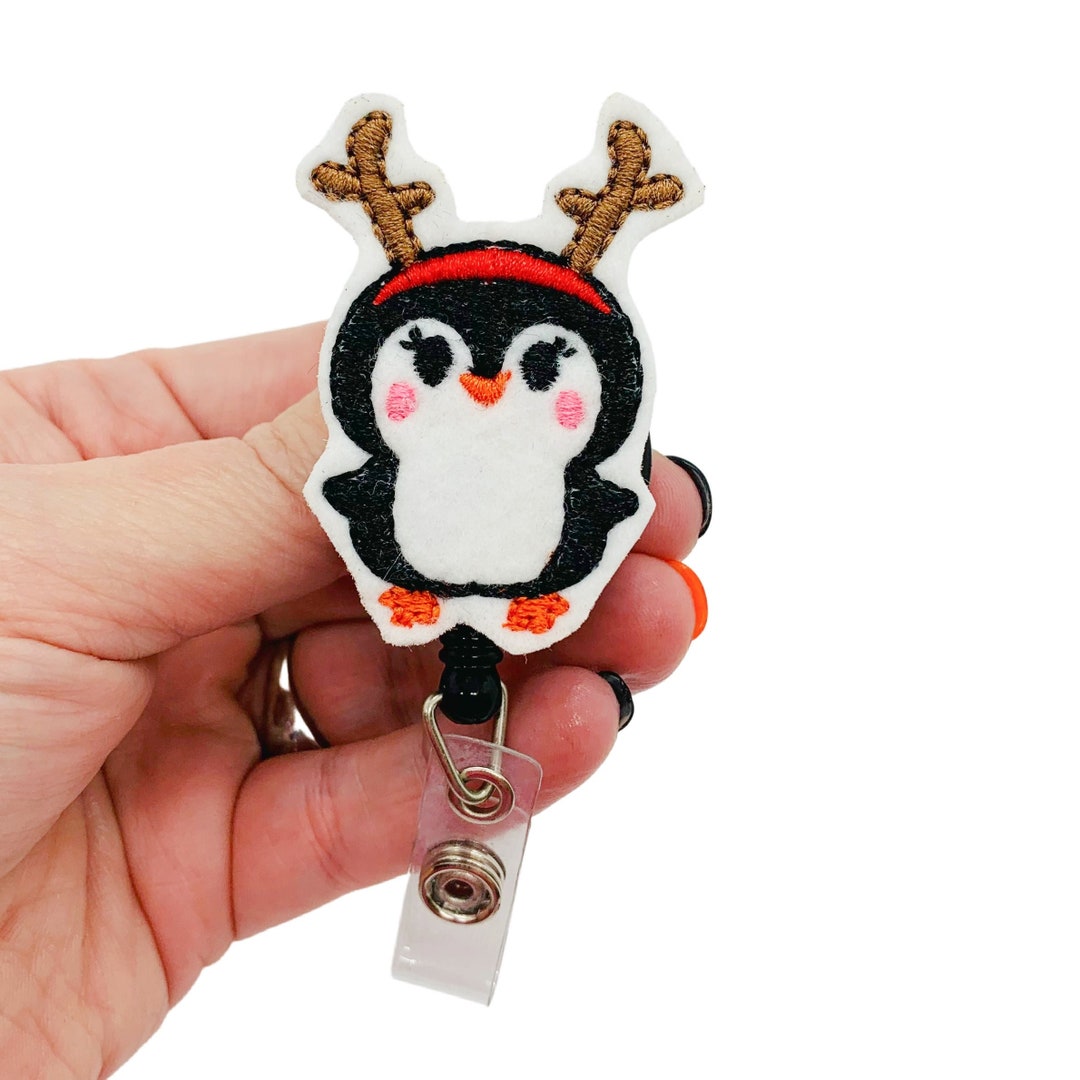 Penguin Badge Reel, Reindeer Badge Reel, Christmas Badge Reel, Holiday ...