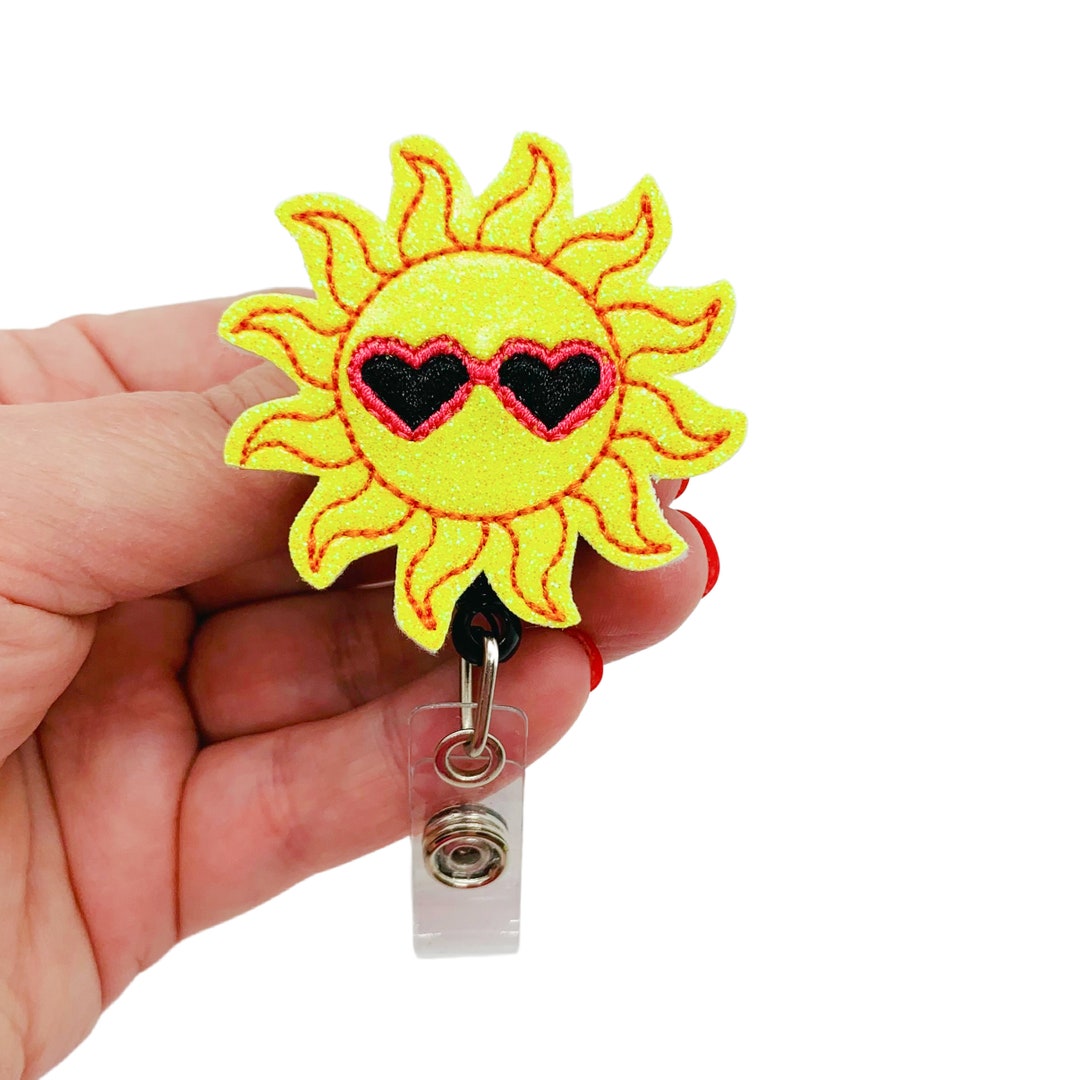 Sun Badge Reel, Summer Badge Reel, Summer Lanyard, Glitter Badge Reel ...
