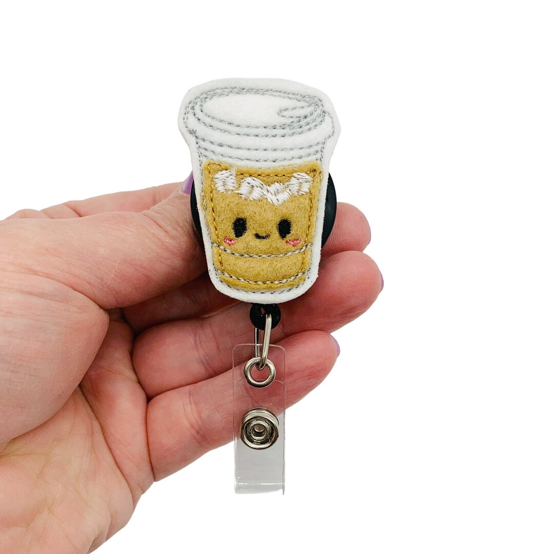 Iced Coffee Badge Reel, Tea Badge Clip, Coffee Badge Holder, Drink ...