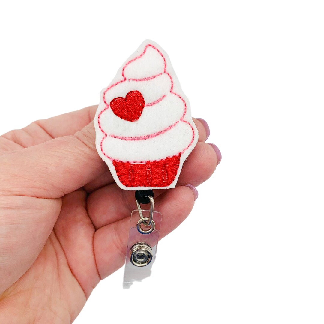 Cupcake Badge Clip, Food Badge Holder, Valentine Badge Reel, Dessert ...