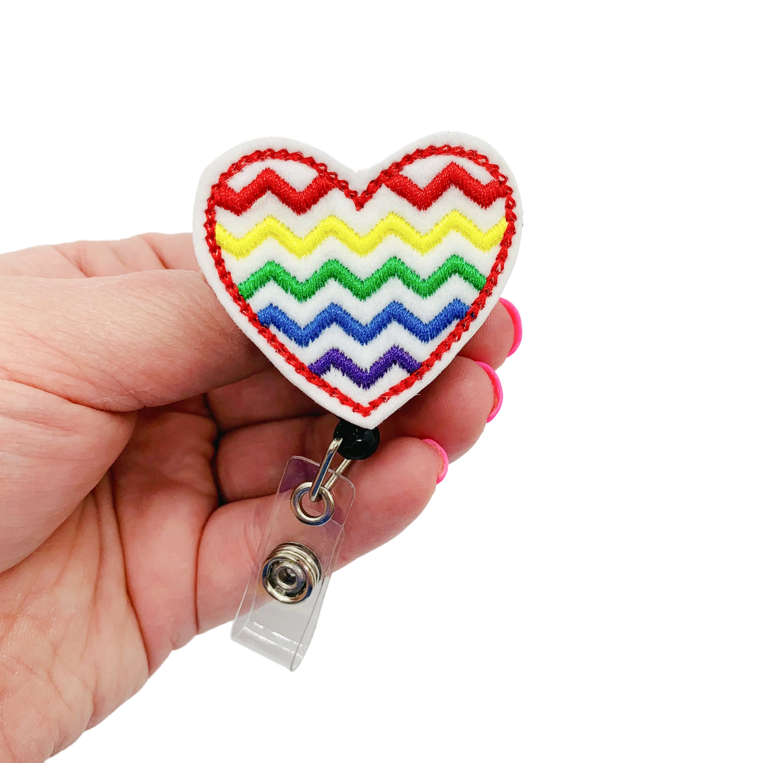Heart Badge Reel Rainbow Badge Reel Heart Nurse Badge Reel | Etsy