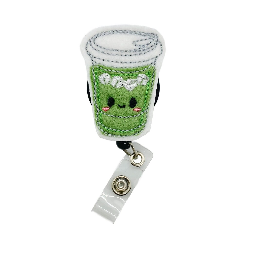 Iced Matcha Badge Reel, Matcha Latte Badge Reel, Coffee Badge Reel Clip ...