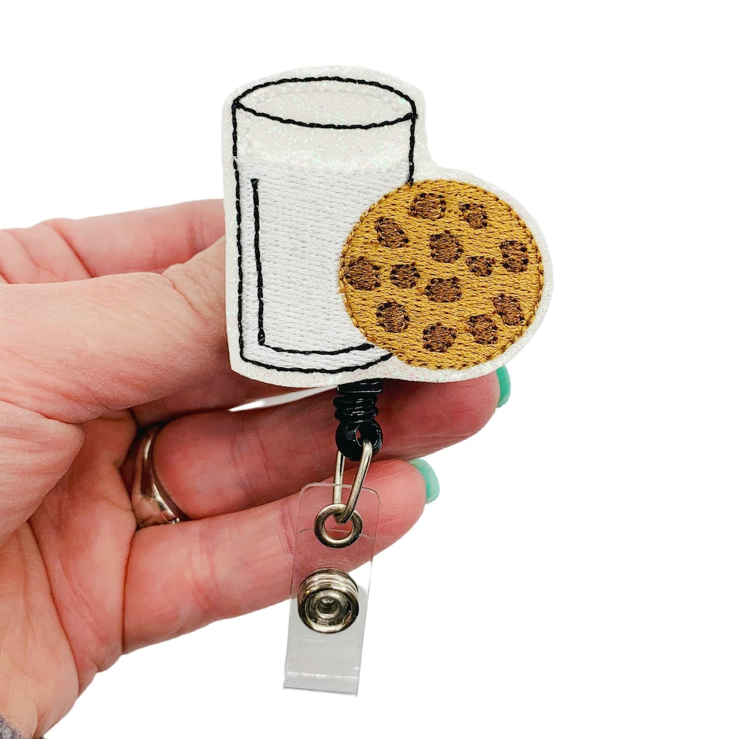 Milk and Cookie Badge Reel, Milk Badge Reel, Chocolate Chip Cookie ...