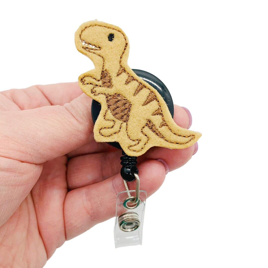 Dinosaur Badge Reel, Dinosaur ID Tag, Dinosaur Badge Clip, Dino Badge ...
