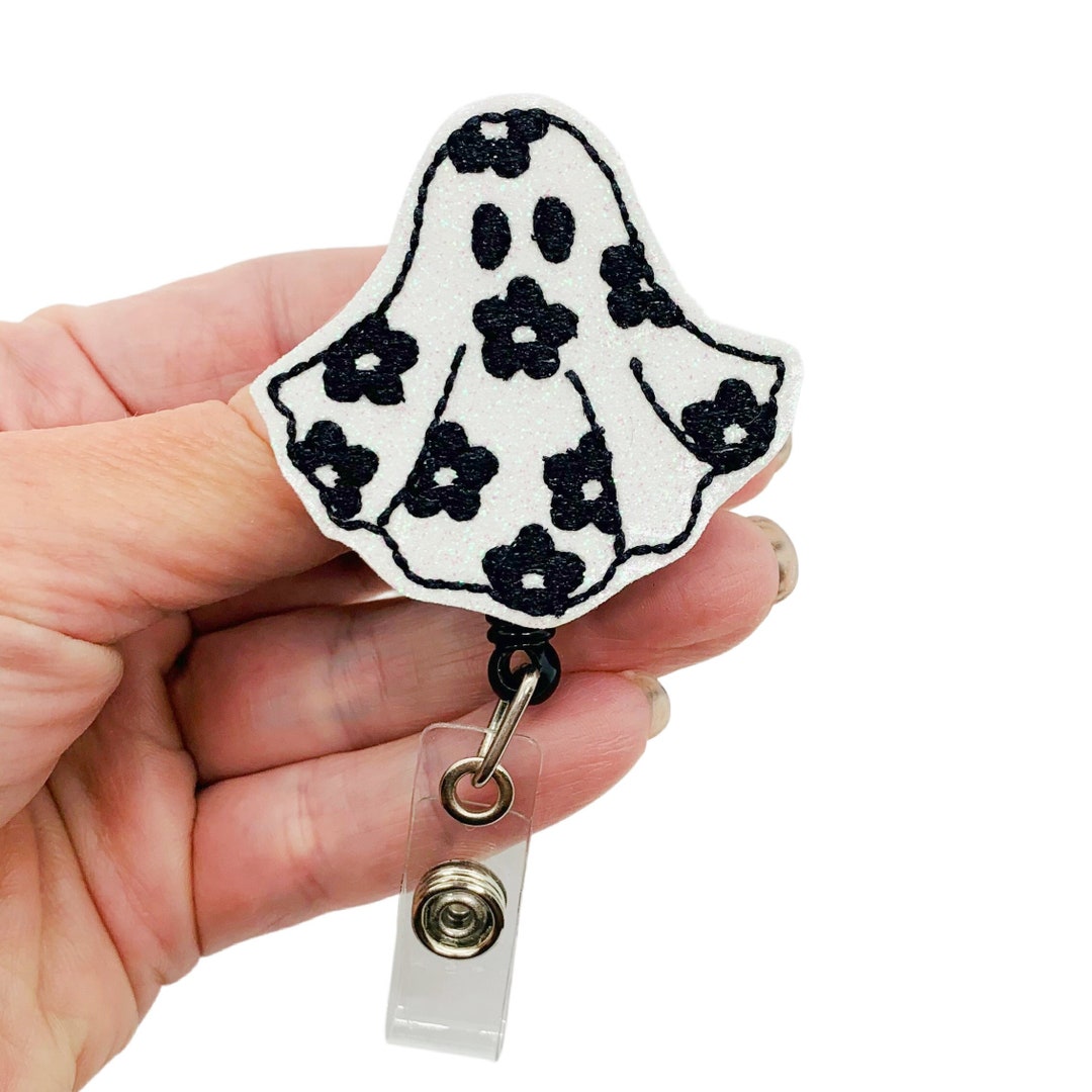 Flower Ghost Badge Reel, Halloween Badge Reel, Ghoul Badge Reel, Fall ...