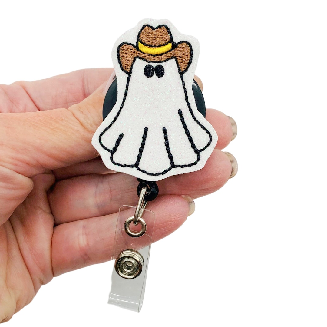 Cowboy Ghost Badge Reel, Western Halloween Badge Reel, Ghoul Badge Reel ...
