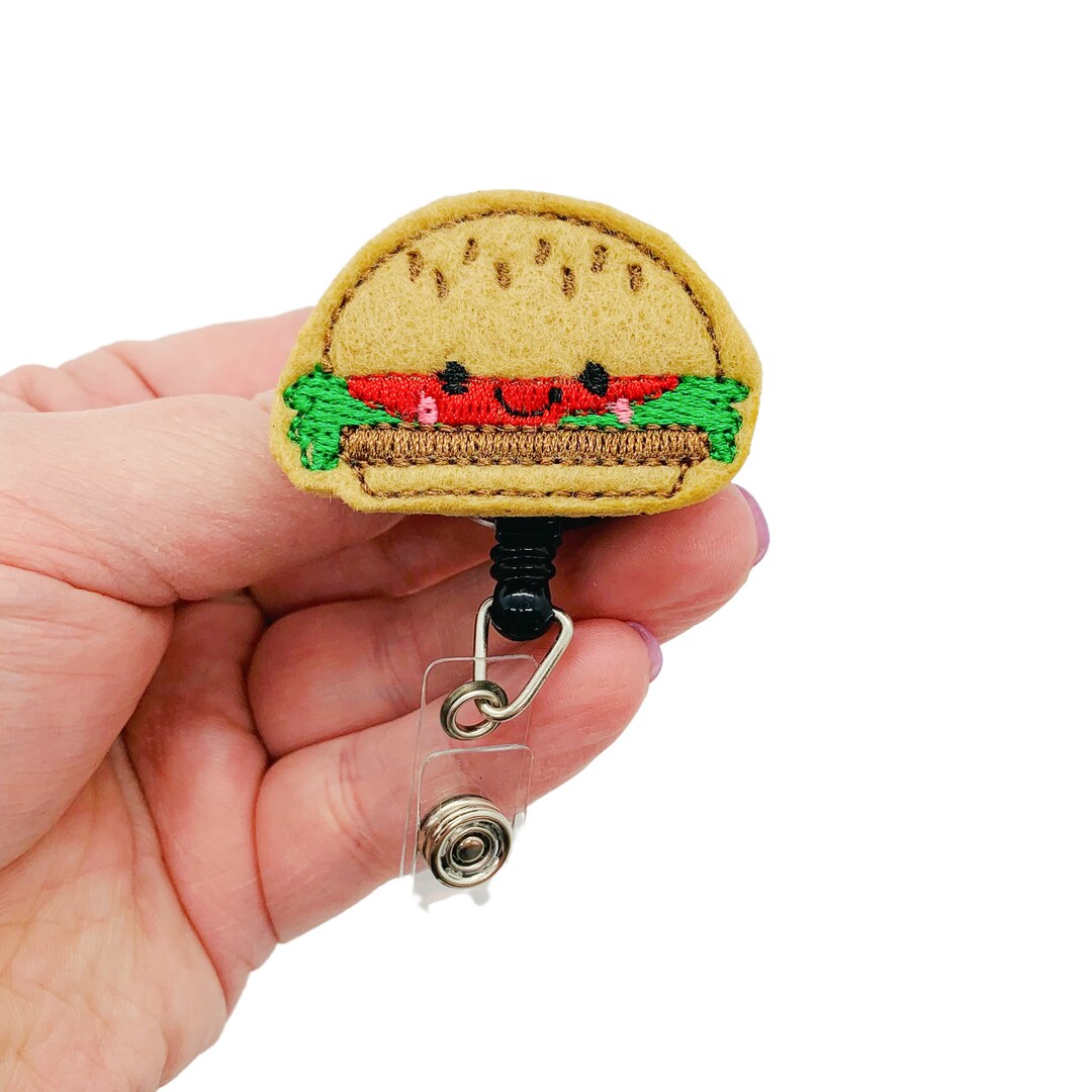 Burger Badge Reel Retractable Name Tag Holder for Work ID - Etsy