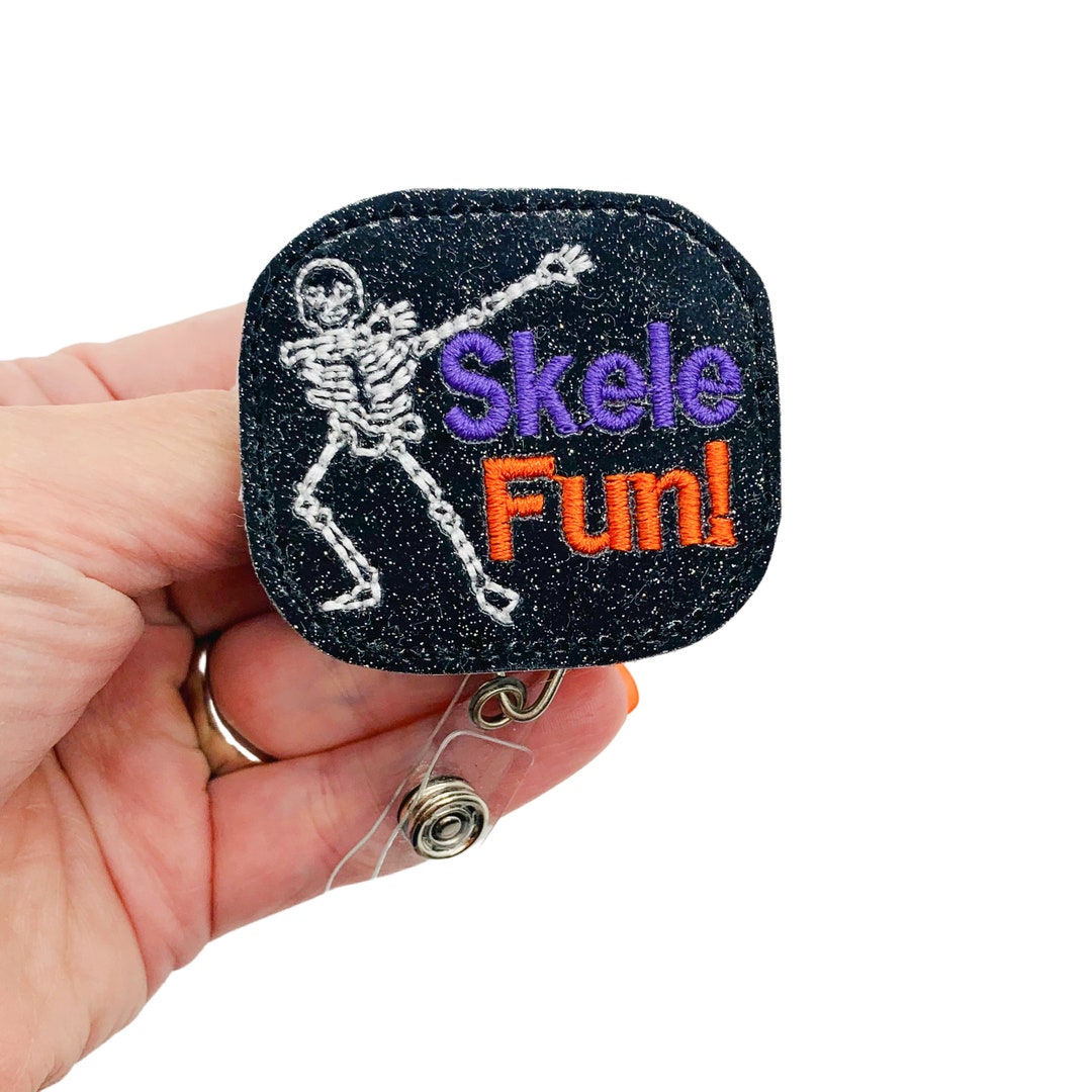 Skeleton Badge Reel, Halloween Badge Reel, Halloween Gifts, Skeleton ...