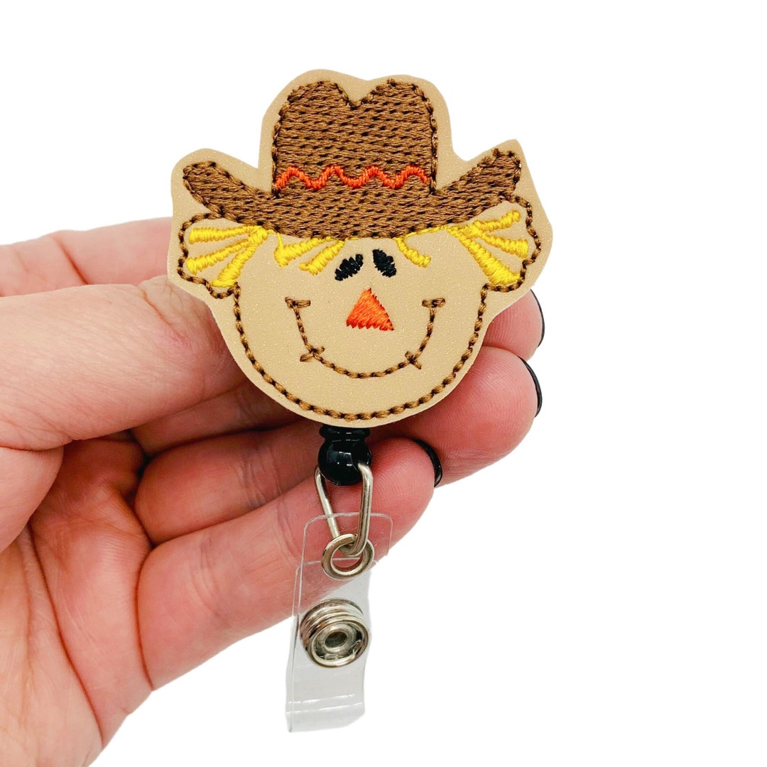 Scarecrow Badge Reel, Fall Badge Reel, Fall Lanyard, Thanksgiving Badge ...