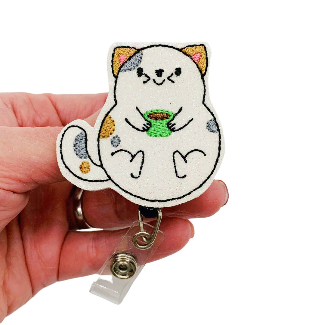 Cat Badge Reel, Cat Gift, Coffee Badge Reel, Coffee Gift, Kitten Badge ...
