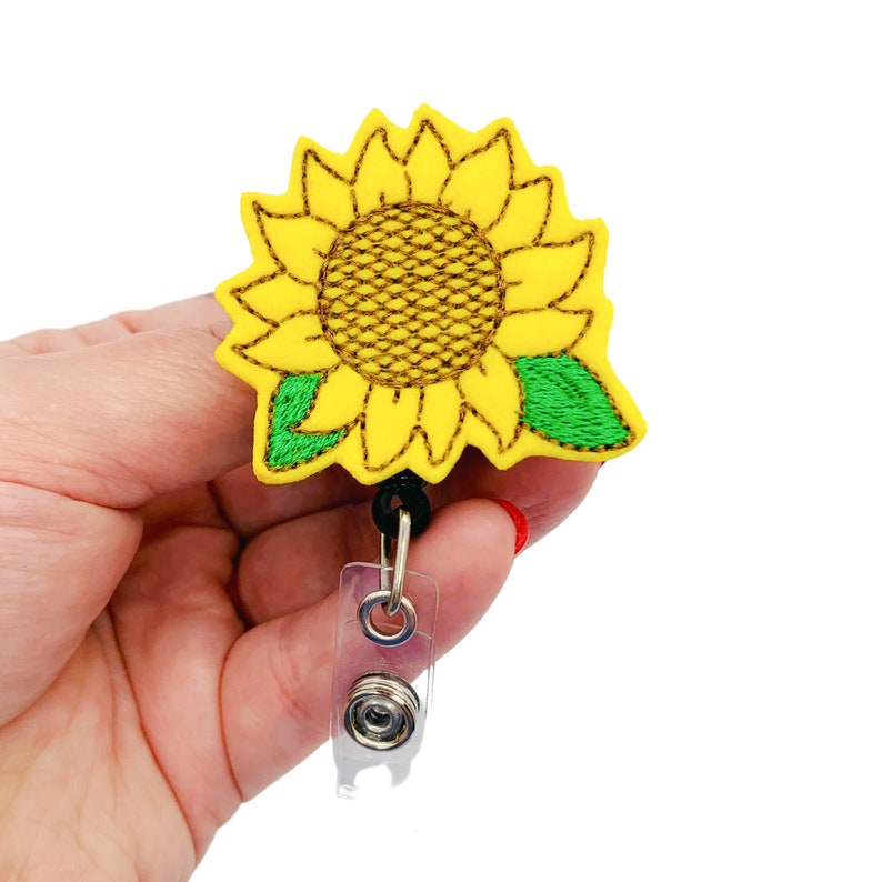 Sunflower Badge Reel Sunflower Badge Sunflower ID Badge - Etsy