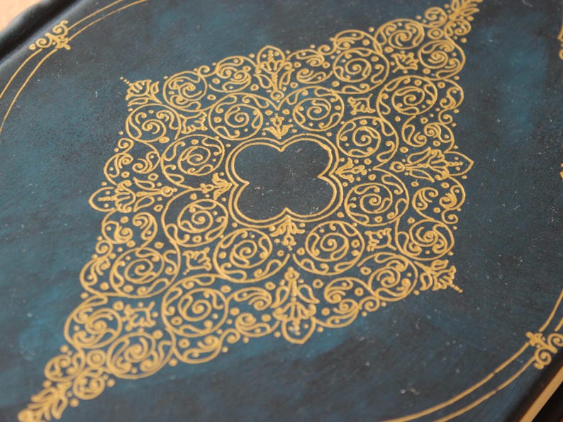 Blue Leather Grimoire Journal, Handmade Sketchbook, Spell Book, Book of ...