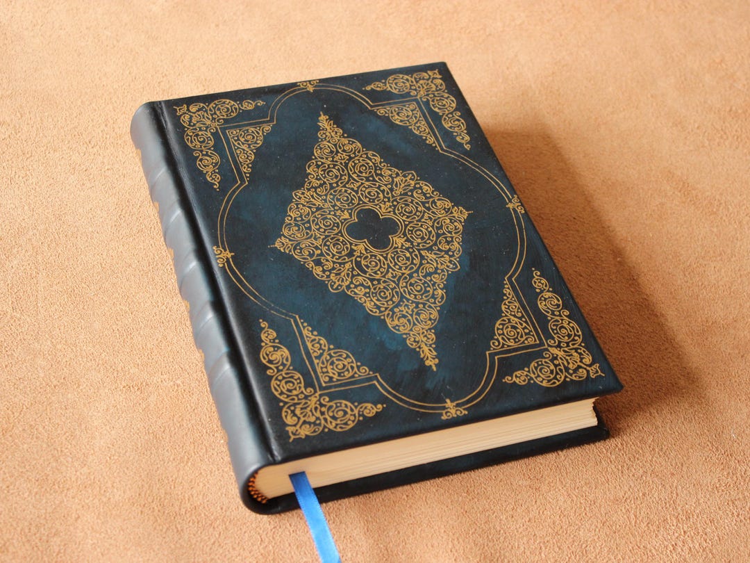 Blue Leather Grimoire Journal, Handmade Sketchbook, Spell Book, Book of ...