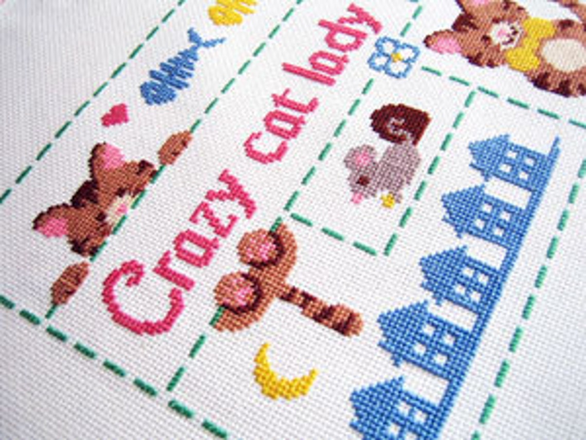 Crazy Cat Lady Modern Cross Stitch Pattern for Cat Lover PDF Instant ...