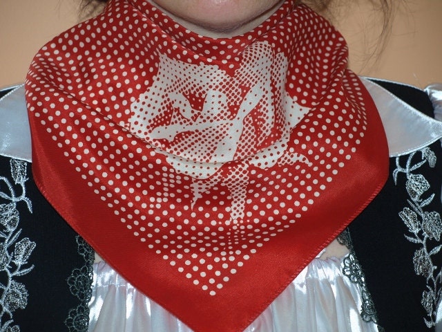 Vintage Polka Dot Triangular Kerchief, Scarf, Soviet Era, 1980s USSR ...