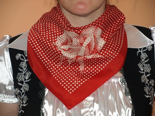 Vintage Polka Dot Triangular Kerchief, Scarf, Soviet Era, 1980s USSR ...