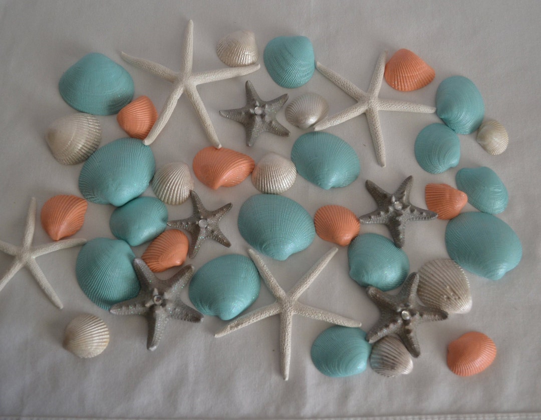 40 Piece Painted Shells and Starfish for Weddings or Parties , Wedding ...