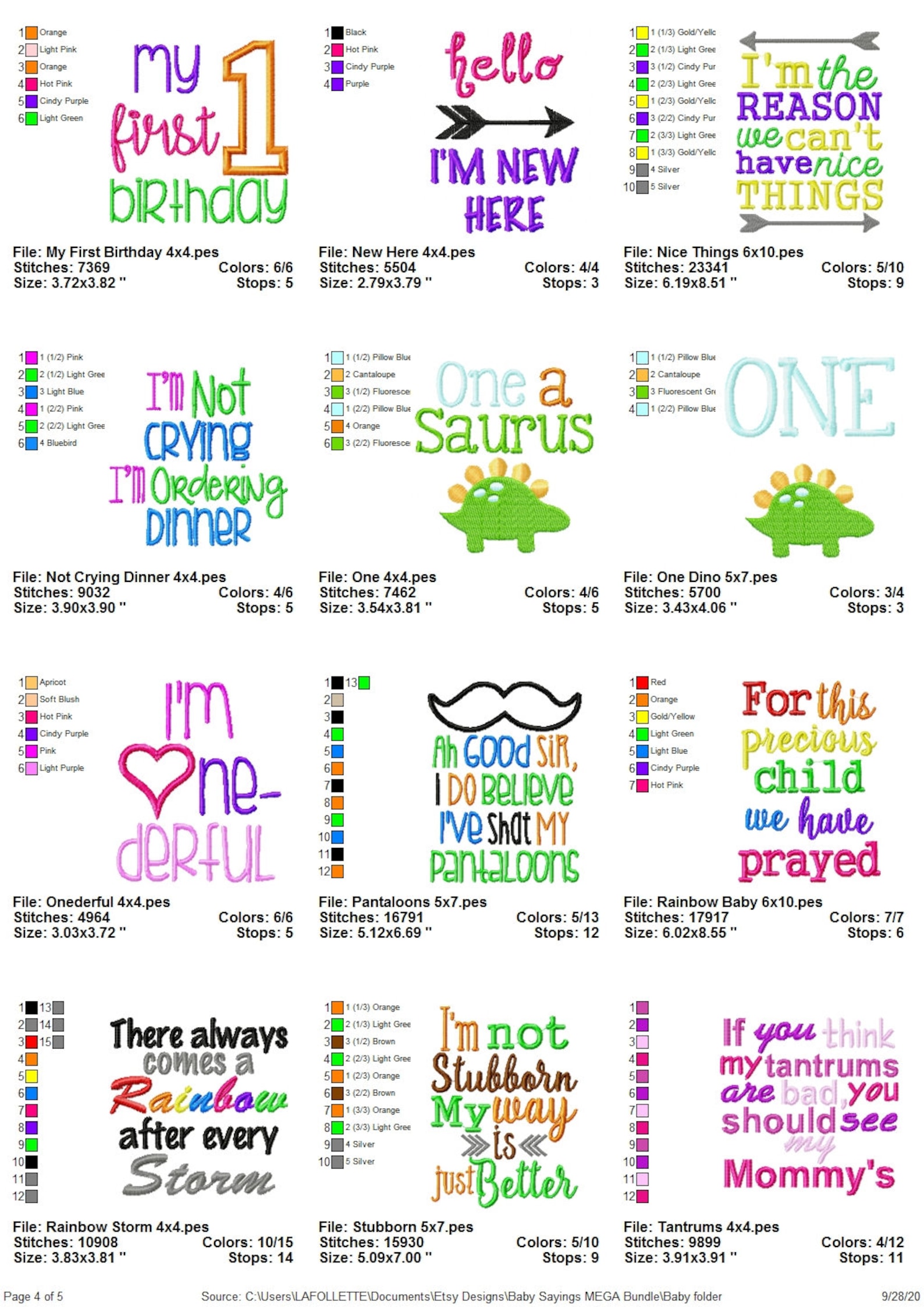 50 Baby Sayings Embroidery Designs Bundle (digital Download) - Etsy