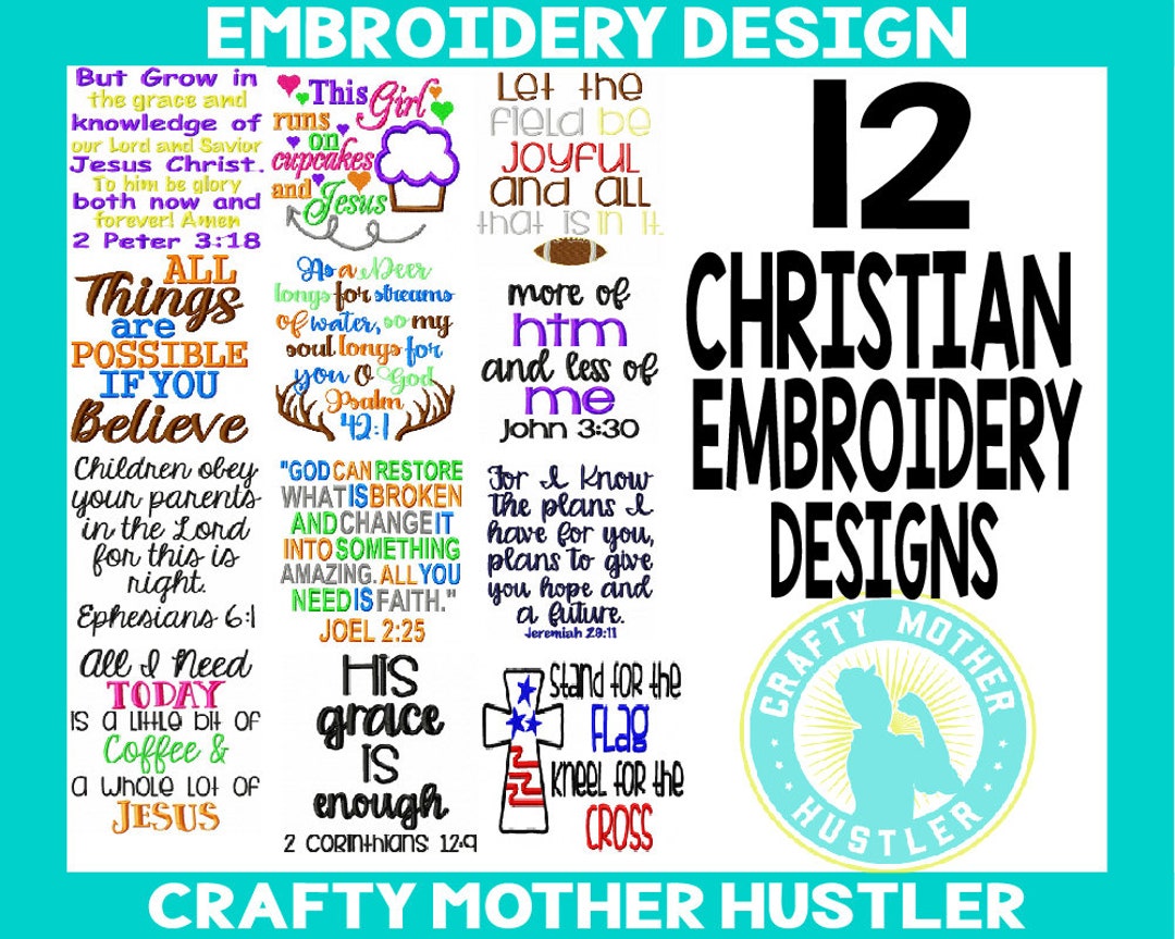Christian Bible Verse Embroidery Design Collection: 5x7, 6x10 Hoops ...