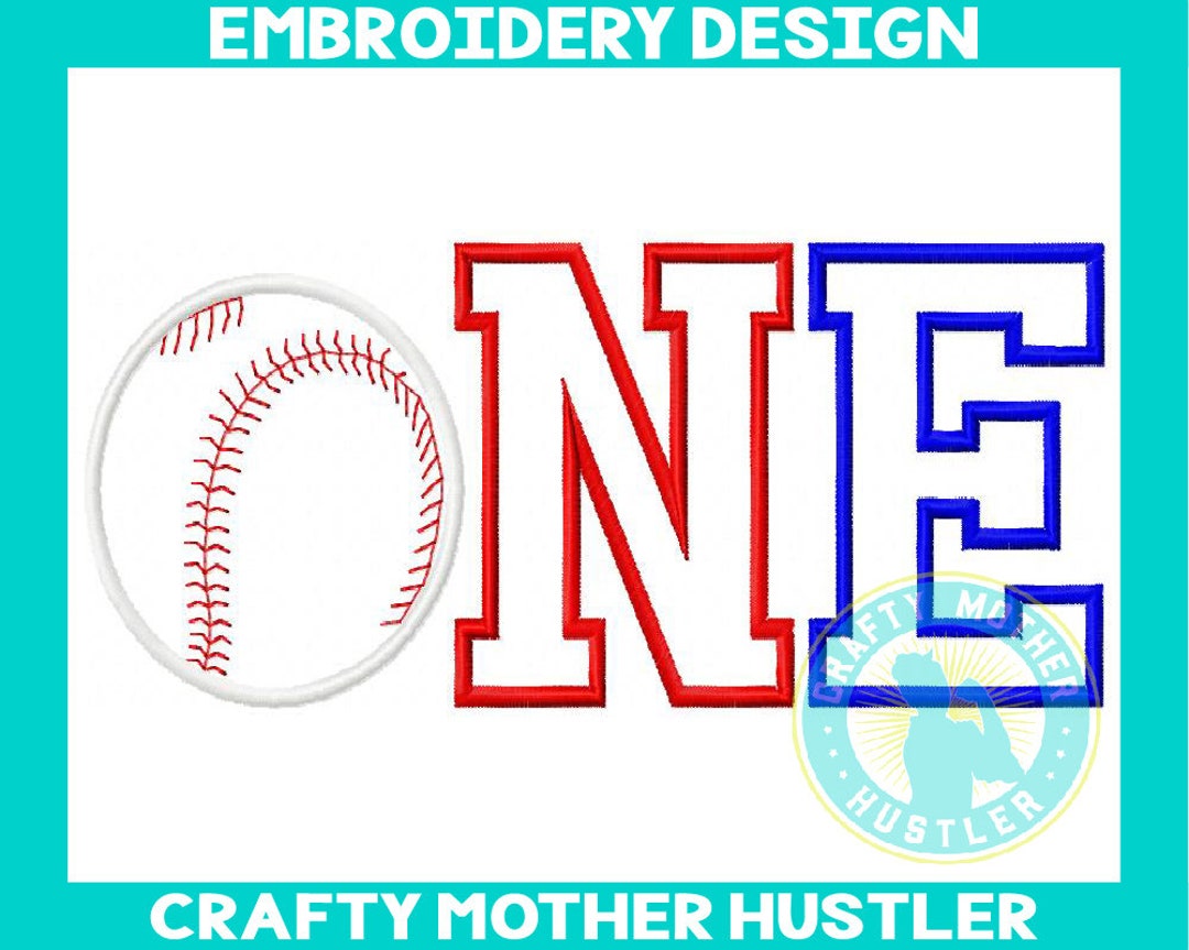 Baseball One Applique Embroidery Design: Varsity Letters (5x7, 6x10 ...