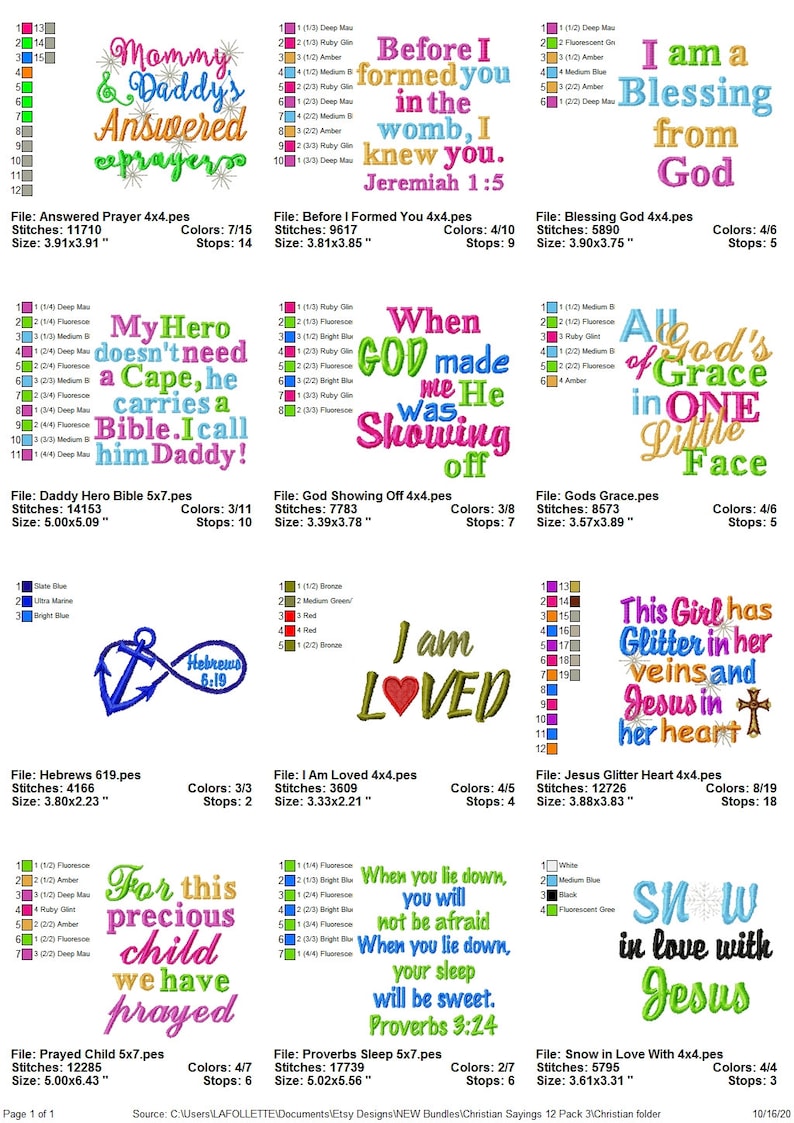 Christian Bible Verse Embroidery Designs Sayings Collection - Etsy Canada