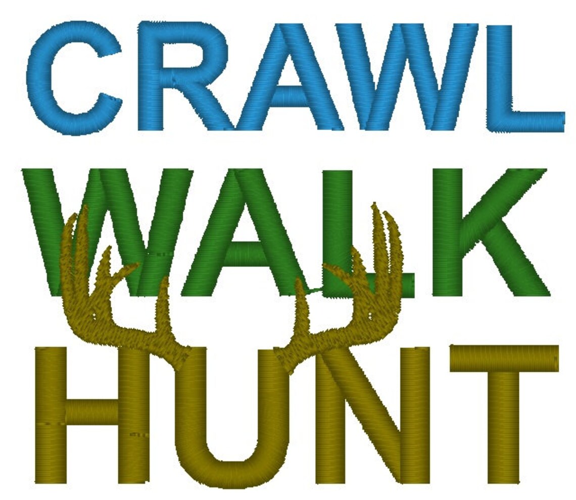 Crawl Walk Hunt Embroidery Design: Deer Antlers (instant Download) - Etsy