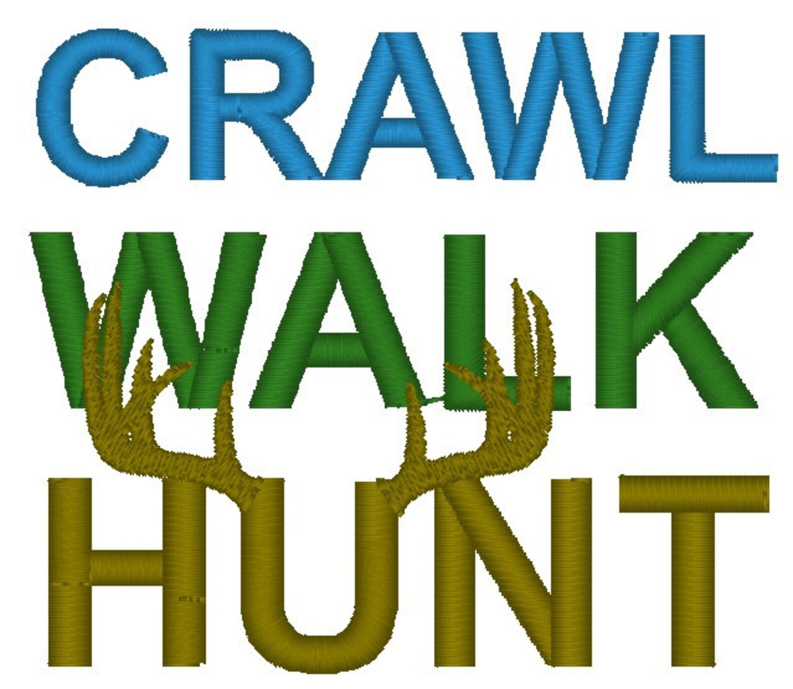 Crawl Walk Hunt Embroidery Design: Deer Antlers (instant Download) - Etsy