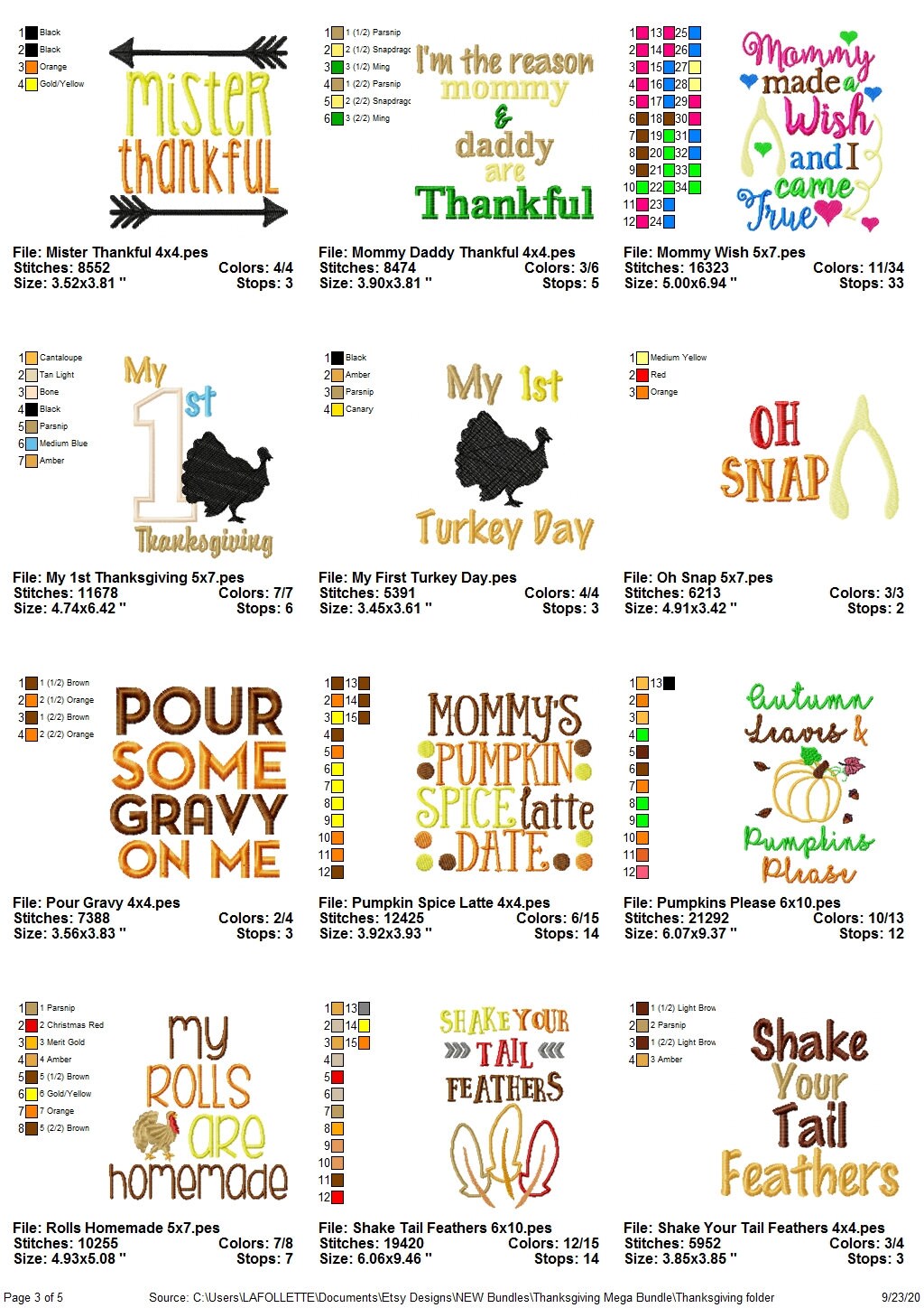 Thanksgiving Bundle Embroidery Designs Includes Applique - Etsy