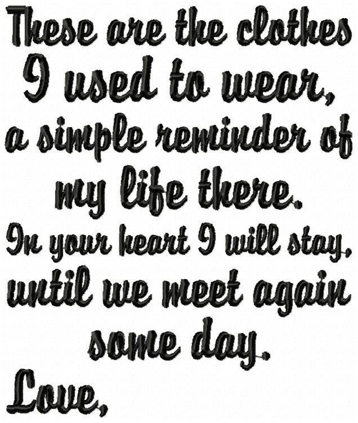 Memory Angel Embroidery Design: Clothes Reminder, 5x7 6x10 (instant ...