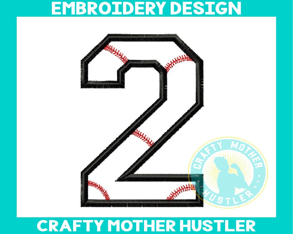 Baseball Number Two Appliqué Embroidery Design (4x4 and 5x7 Hoops) - Etsy