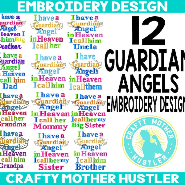 Guardian Angel Embroidery Design - Etsy