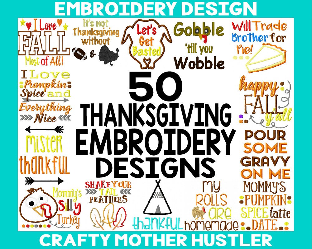Thanksgiving Bundle Embroidery Designs Includes Applique - Etsy