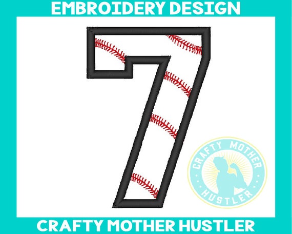 Baseball or Softball Number 7 Embroidery Design Seven | Etsy
