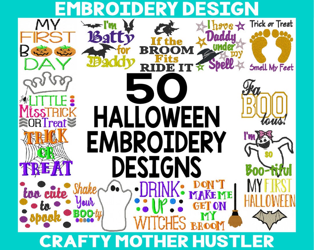 50 Halloween Embroidery Designs Bundle, Includes Applique, Various Hoop ...