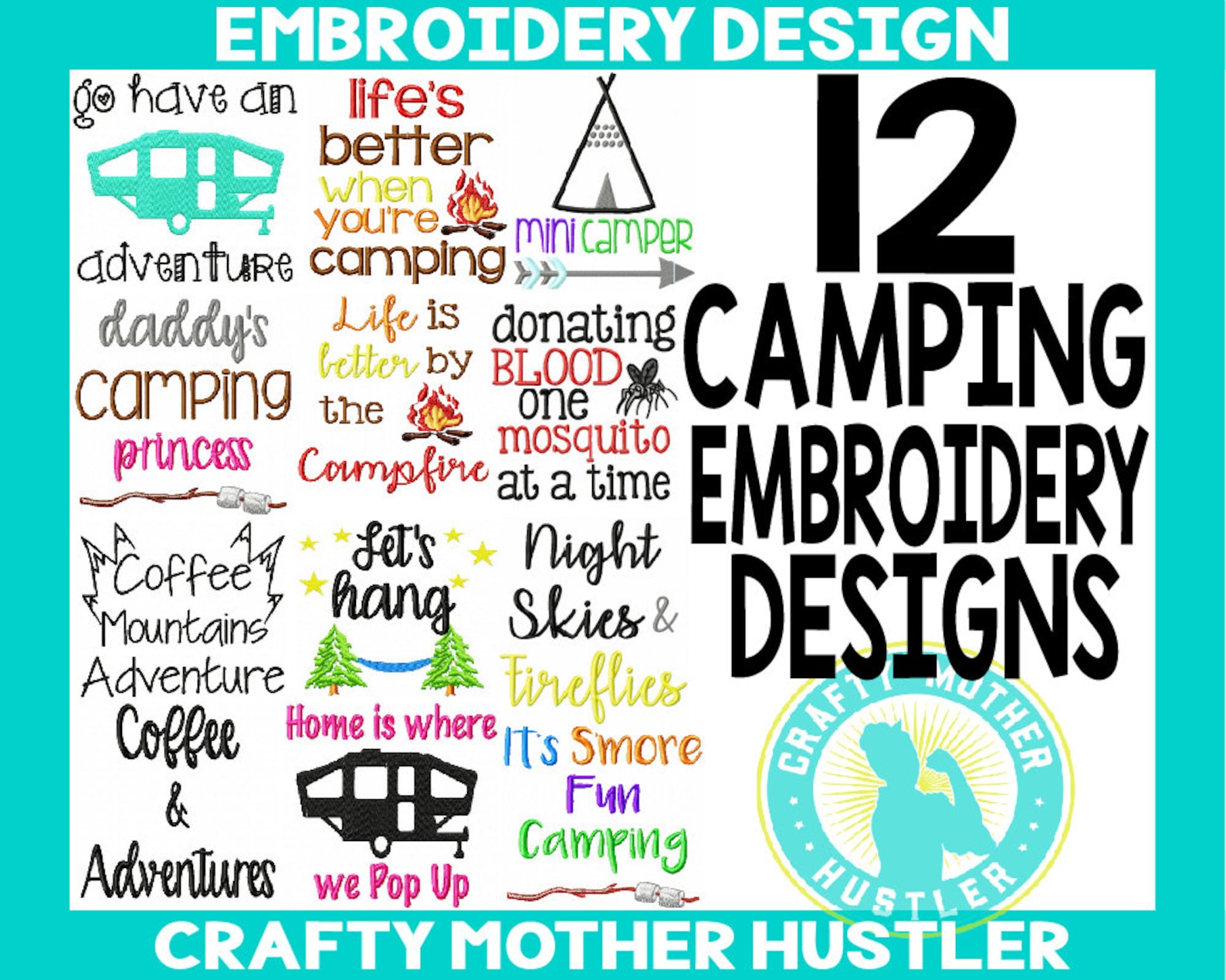 Camping Embroidery Designs Bundle Campfire Designs Tent - Etsy